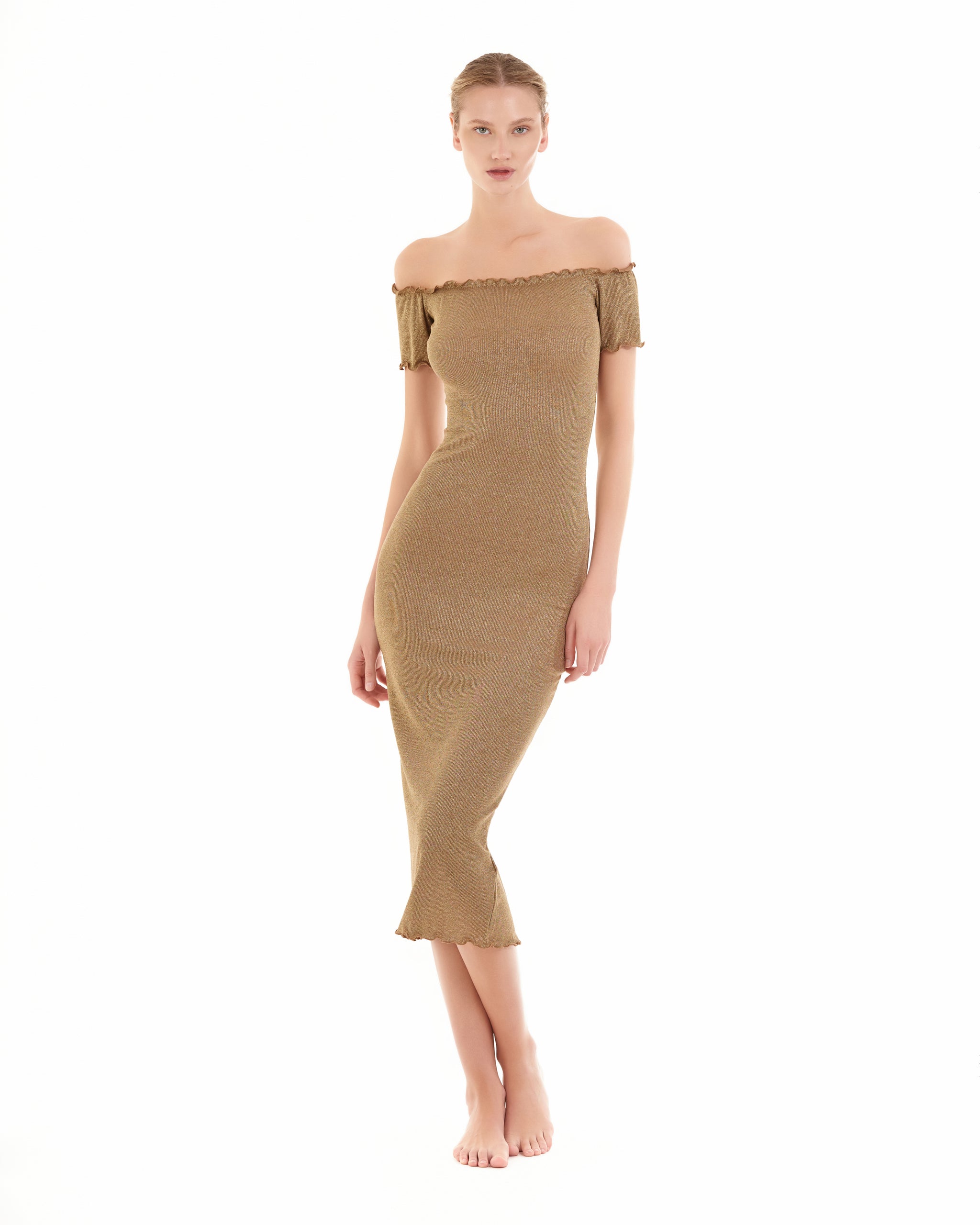 Abito midi Cotazur con scollo bardot